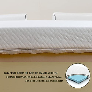3 inch Foam Mattress Topper,Gel-Infused Egg Crate Memory Foam Topper with Bamboo Charcoal Infusion, Fitted Bed Mattress Topper Removable Bamboo Rayon Cover CertiPUR-US Certified by Lazycat (Twin)