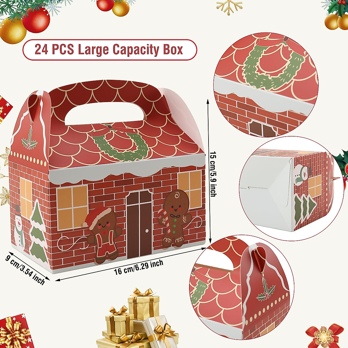 SAITI 24 Pieces Christmas Cookie Boxes Christmas Gift Boxes, 3D Christmas Treat Gift Wrap Boxes for Holiday Xmas Goody Gift Christmas Cardboard Gifts Boxes Party Favors