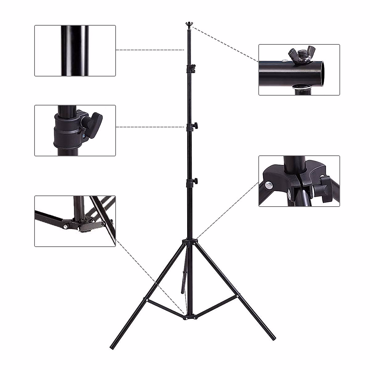 HYJ-INC Photo Background Support System with 8.5 x 10ft Backdrop Stand Kit, 100% White Cotton Muslin Backdrop,Clamp, Carry Bag for Photography Video Studio