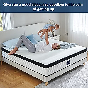 Molblly Queen Mattress, 12 inch Innerspring Mattress in a Box, Ultimate Motion Isolation Individually Wrapped Pocket Coils Mattress, Pressure Relief and Supportive