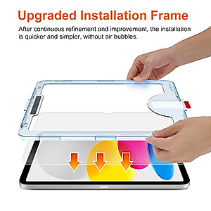 KCT Nano-Texture Glass Screen Protector Compatible with iPad 10th Generation (10.9 Inch, 2022), Silkfeel, Compatible with Apple Pencil, EZ Kit, Touch Like Silk, Tempered Glass, Anti-Glare