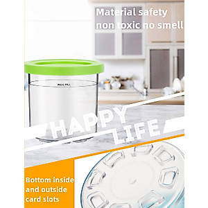 GOHOHOF Ice Cream Pint Containers for Ninja Creami Pints and Lids 4 Pack Extra Replacement Pints for Ninja Creami NC301, NC300, CN301CO, CN305A NC301Series Ice Cream Maker(Grey,Pink,Cyan,Blue Lids)