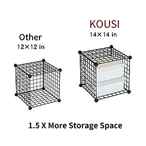 KOUSI DIY Wire Cube Storage, Modular Metal Shelf, Cubby Shelving, Stackable Grid Organizer, 30 Cube, Black