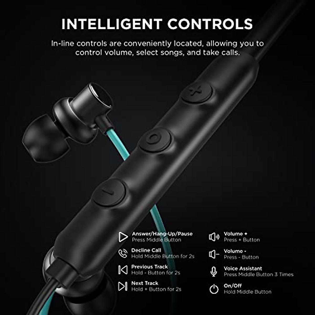 1MORE omthing Wireless Headphones, Bluetooth 5.0 Neckband Headphones,Earphones with Microphone for Sports, Premium Sound, 12H Playtime, Blue