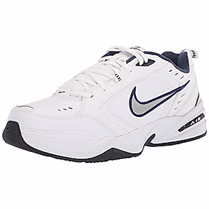 Nike Men's NIKE AIR MONARCH IV (4E) RUNNING SHOES -12; White / Metallic Silver-Midnight Navy