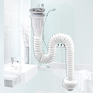 LMMDDP Universal Kitchen Cover Up Basin Sink Water Strain with Flexible Flume Pipe Kit