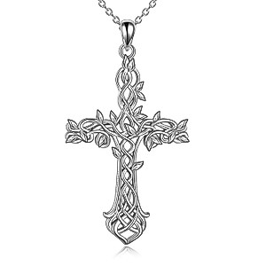 ONEFINITY Cross Necklace 925 Sterling Silver Celtic knot Tree of Life Cross Necklace Pendant Gifts for Women Jewelry