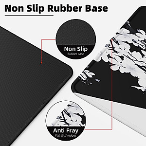 ETZ Black and White Japanese Cherry Tree Blosson Mouse Pad (31.5 × 11.8 × 0.12 inch) Extended Large Mouse Mat Desk Pad, Stitched Edges Mousepad,Non-Slip Rubber Base,Gaming Mouse Pad XL.