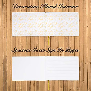 J&A Homes Polaroid Guest Book for Wedding - Registry Sign-In Book for Wedding, Reception, Engagement, Birthday, Baby Shower - White Guestbook w/Bookmark & Gold Floral Design - 9" x 6" (100 Pages)