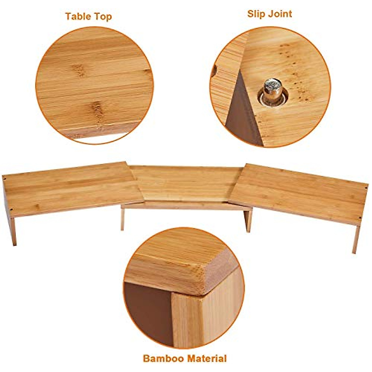 Dual Monitor Stand Riser,3 Shelf Screen Stand with Adjustable Length and Angle,Desktop Stand Storage Organizer for Laptop Computer, TV, PC, Printer, Multi Media Speaker-Bamboo Burlywood by HUVIBE