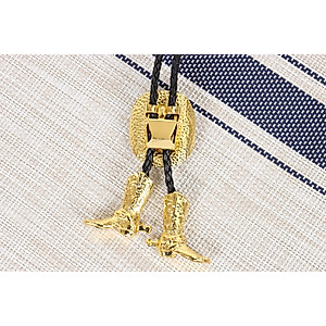 Bolo Ties for Men Western - 3D Cowboy Hat Bolo Tie Design with Vintage Cowboy Boots Bolo Tie Western Bolotie Cowboy Bola Tie (Gold Cowboy Hat Tie)