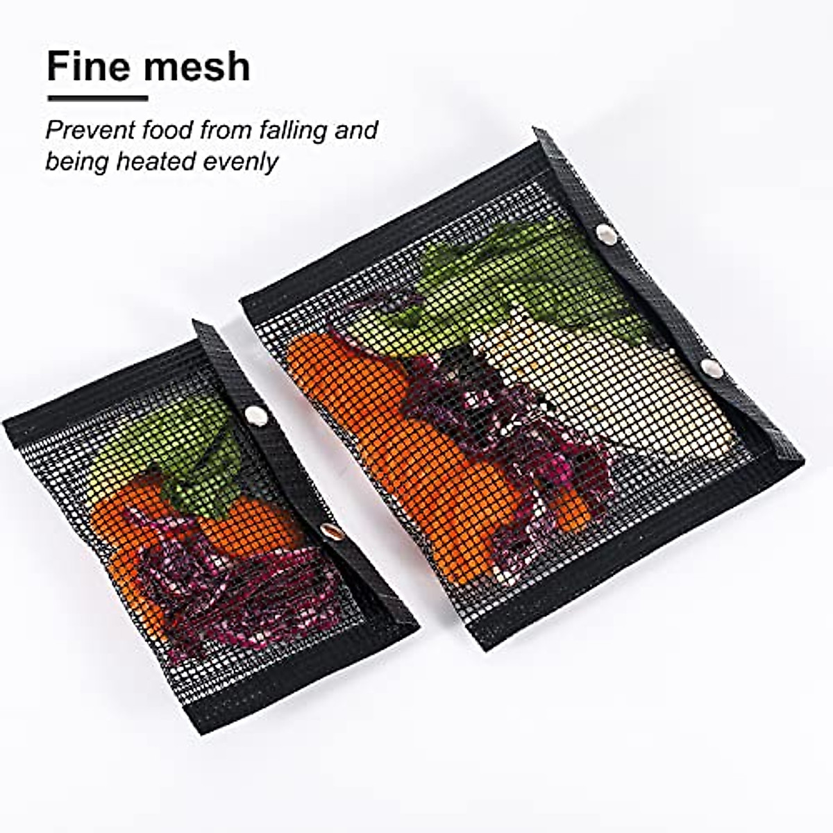 ignishar BBQ Mesh Grill Bags,1 Large Bag+1 Small Bag +1 Basting Brush, Reusable and Non-Stick Grill Tools for Outdoor&Indoor Grilling,Easy to Clean,Dishwasher-Safe