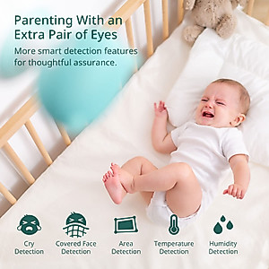 Pixsee Smart Baby Monitor with 5-in-1 Camera Stand Bundle, Cry Recognition and Decoder, Temperature and Humidity Detection, 2-Way Talk, FHD Video 5MP Non-Distorting Camera, Non Pixelated Night Vision
