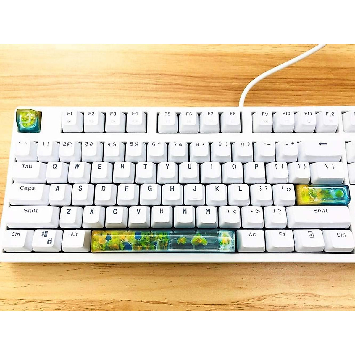 Handmade SA Profile 6.25u Spacebar Backlit Resin Keycap 2.25x Enter R1/ESC Translucent Keyset Hawaii Beach Switch for Cherry RGB MX Mechanical Gaming Keyboards (6.25u Spacebar(1 pcs))