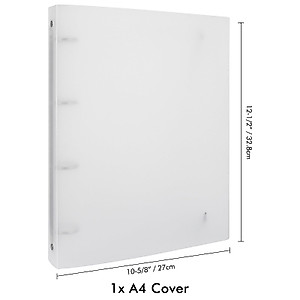 Briartw 4 Ring Binders,Inch Binder with Round Rings,Storage Book Cover for A4 Size 4 Hole Binder Folder for Storage Pockets,Waterproof PVC Clear Storage Folder,