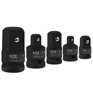 SWANLAKE 5-Piece Impact Socket Adapter Set, 1/4, 3/8, 1/2" SAE Socket Adapter, Cr-V Steel Impact Adapter Set