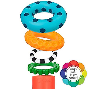 Sassy Stacks of Circles Stacking Ring STEM Learning Toy, Age 6+ Months, Multi, 9 Piece Set