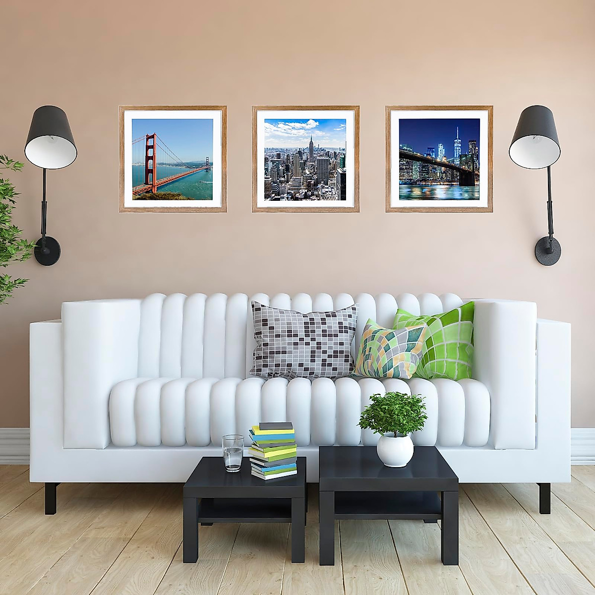 HEYTUYA 12x12 inch Picture Frame Rustic Brown for Wall Hanging, Poster Frame Display 10x10 inch with Mat or 12x12 Without Mat, Square Wall Gallery Photo Frame with Durable Shatter Resistant Plexiglas,