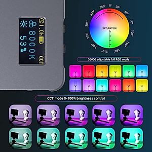 simorr P96L RGB Video Light Portable LED Camera Light Panel with Mini Tripod/Cold Shoe Adapter, Photography Lighting for Vlogging/Videography/Live Streaming 2500K-8000K -3861