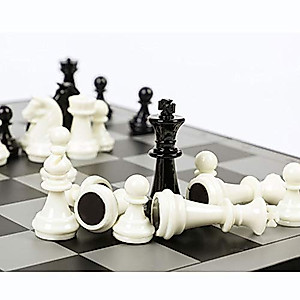 DWQ Standard Magnetic Chess Set Portable Foldable Chess Board Black and White International Chess，Puzzle Games for Adults Kid Beginners Professional Competition (Size : Small)