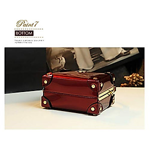 Fashion Women's Top Handle Satchel Handbags Leather Evening Bag Purses Small Hard Square Box Shoulder Bags (Red)
