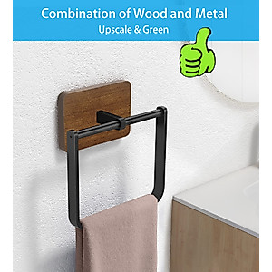 DOKU 2Pack Square Towel Ring, Hand Towel Holder for Bathroom, Towel Rack Hanger for Kitchen Wall Mount Heavy Duty Storage, Black and Brown