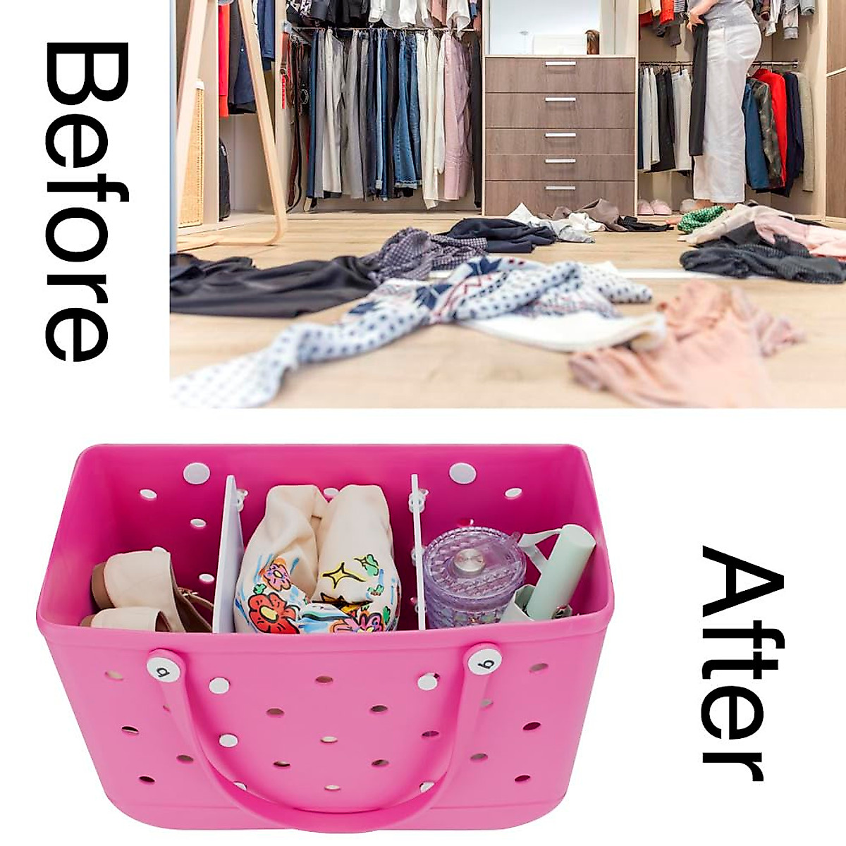 SMART DK 2pcs Divider Tray Compatible with Bogg Bag Divider for Original XL Bogg Bag Accessories Inserts Beach Bag Accessories Suitable for Bogg Bag Organizer Inserts (2-PACK WHITE)