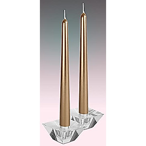 Hyoola Tall Metallic Antique Gold Taper Candles - 12 Inch - Dripless - 12 Pack - 10 Hour Burn Time
