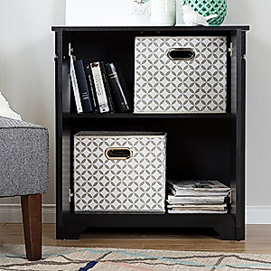 South Shore Small 2-Door Storage Cabinet with Adjustable Shelf, Pure Black