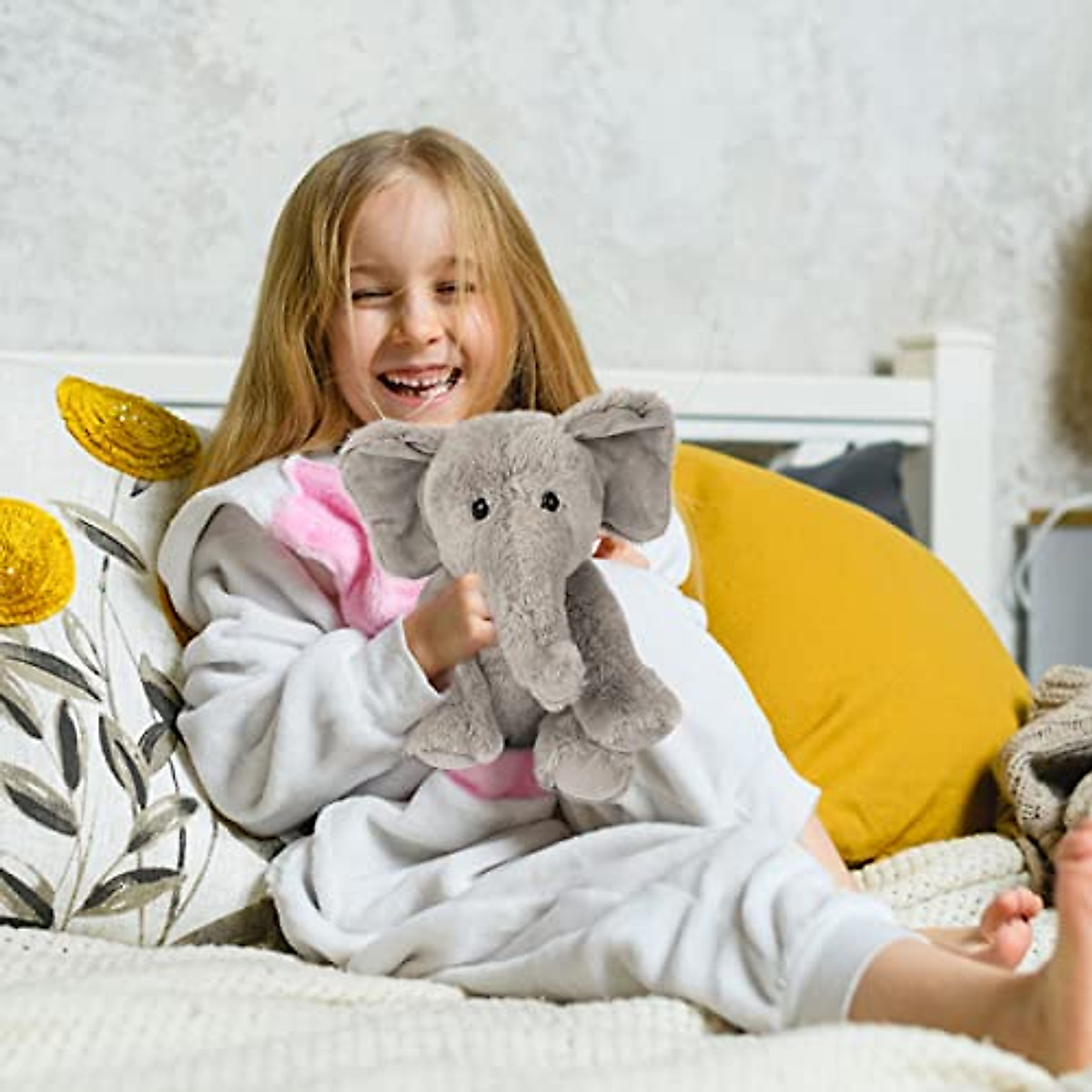 Easfan Elephant Stuffed Animal Adorable Cuddly Soft Plush Toy Adorable Room Decoration Elephant Stuff Birthday Holiday for Kids Boys Girls Gray, 10''