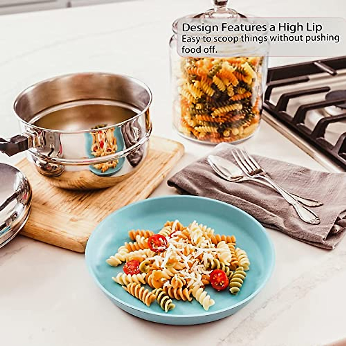 Homestockplus Dinner Plates Wheat Straw Fiber Plate Sets Unbreakable Environment Friendly Plates Microwave Save Dish Washer Safe For Salad Pasta Safe [Set of 8]