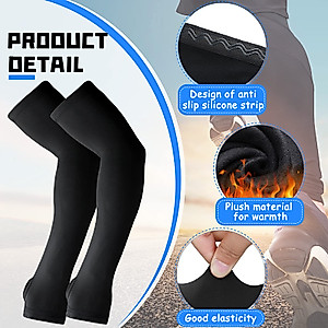 Skylety 2 Pairs Arm Sleeves Warmer Cycling Thermal Arm Warmer Arm Sleeves Arm Winter Cover with Thumb Holes for Men Women (Black, Medium)