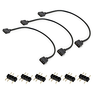 Jstincal (3-Pack) ARGB Extension Cable, 5V 3-Pin Addressable RGB Extension Cable, 1-to-1 Female to Female ARGB Cable for Extend Computer PC ARGB Fans/ARGB LED Lights, 30cm / 11.8in
