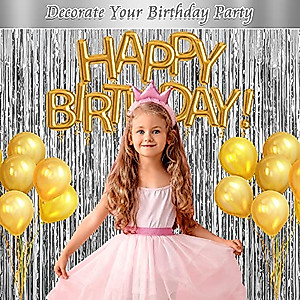 6 Pack Silver Foil Fringe Curtains Party Backdrop, 3.28 x 8.2 ft Metallic Foil Tinsel Fringe Backdrop Door Fringe for Photo Wedding Birthday Bridal Showers Graduation Theme Party Decorations