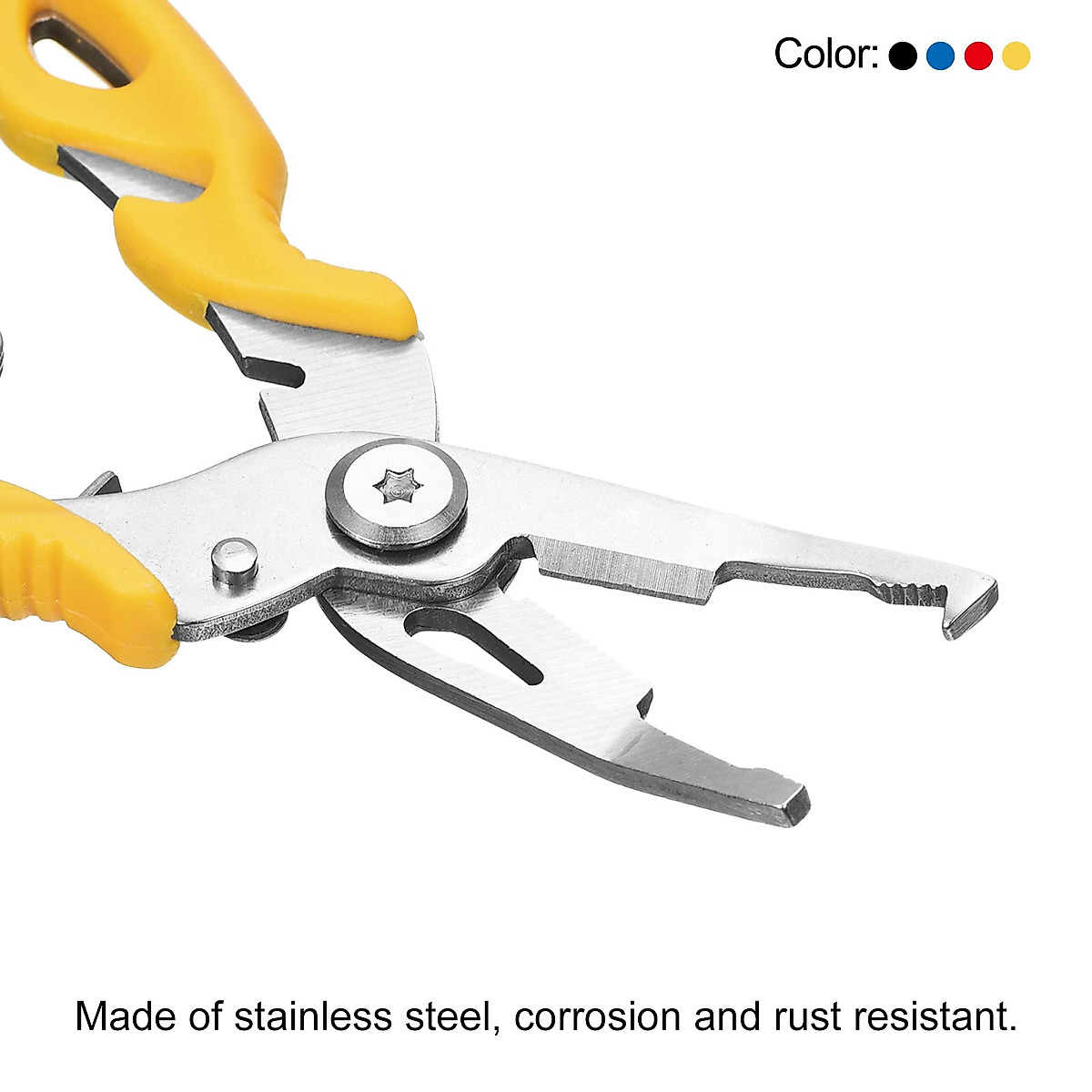 PATIKIL Fishing Pliers, Stainless Steel Hook Remover Fishing Lines Cutter Tool with Coiled Lanyard for Fishing, Yellow