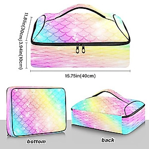 Kcldeci Insulated Thermal Food Carrier Insulated Casserole Carrier for Hot or Cold Food,Mermaid Kawaii Magic Stars Insulated Tote Bag for Potluck Cookouts Parties Picnic,Lasagna Lugger