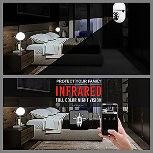 JTOMYX Light Bulb Camera, 2 Pack Wireless Light Bulb Security Camera for Home Surveillance, 360° WiFi Nanny Cam with Motion Detection Alarm Night Vision