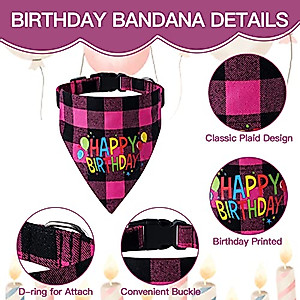 HACRAHO Dog Bandana Collar, 2 PCS It’s My Birthday Plaid Dog Bandana Happy Birthday Dog Birthday Bandana for Dog Birthday Party Supplies, L
