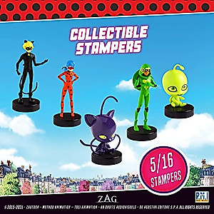 P.M.I. Miraculous Ladybug Stamps for Kids | 5 Miraculous Ladybug Stampers Out of 16 Collectibles in 1 Pack | Miraculous Ladybug Stationery, Stampers, Birthday Party Supplies - Cat Noir (Assortment A)