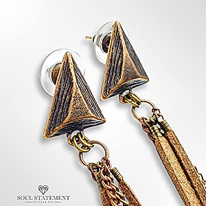 Women's Bohemian Leather Tassel Long Drop Earrings Stone Charms