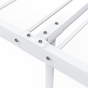 Twin Bed Frames No Box Spring Need Metal Platform Bed 12 Inch Mattress Foundation Single Beds with Headboard and Footboard,White