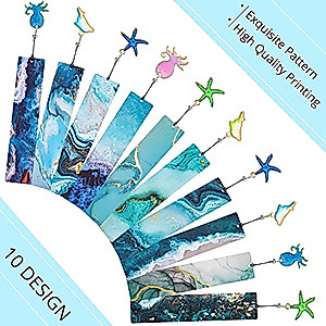 10 Pieces Ocean Bookmarks,Bookmarks for Kids,Page Markers for Students Teachers Reading with 10 Multi Ocean Marine Animal Pendants for Reading Girl Women Children Teen School Classroom Reading Favor