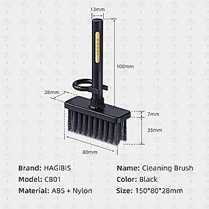 Hagibis Cleaning Soft Brush Charcoal Infused Bristles Keyboard Cleaner 5-in-1 Multi-Function Cleaning Tools Kit Corner Keycap Puller Remover Multi Brush for PC Laptop Airpods Pro Camera Lens (Black)