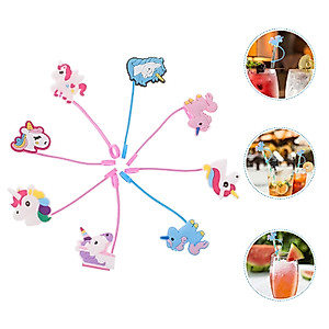 GLEAVI Silicone Straw Lid 8pcs Unicorn Straw Lid Drinking Straw Covers Caps for Straws Straw Toppers for Tumblers Silicone Straw Tips Kids Straw Covers Water Cup -