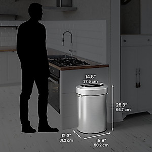 iTouchless 23 Gallon Stainless Steel Semi-Round Open Top Trash Can and Recycle Bin, 87 Liter, Slim and Space-Saving Design for Home, Office, Kitchen, Restaurant, Restroom, Large Capacity