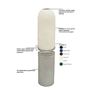 Witt Industries 415DTAL Steel 15-Gallon Standard Open Top Indoor Waste Receptacle with Galvanized Liner, Round, 15" Diameter x 35" Height, Almond