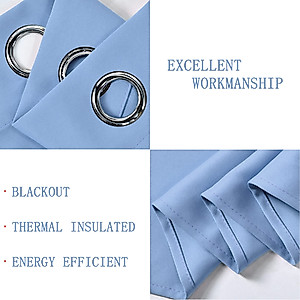 DECOVSUN Sky Blue Valances for Windows 52X18 Inches Blackout Thermal Insulated Valance with Grommet Top for Kitchen Living Room Short Straight Drape Valance for Bedroom Kids Room 1 Panel