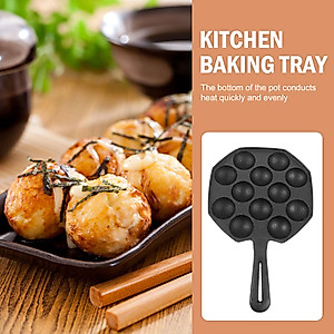 Hemoton Pans Grill Pan 19 Holes Baking Tray Cast Iron Nonstick Cooking Plate Pancakes Plate Octopus Balls Baking Maker for Quail Egg Octopus Black Nonstick Frying Pan Nonstick Frying Pan
