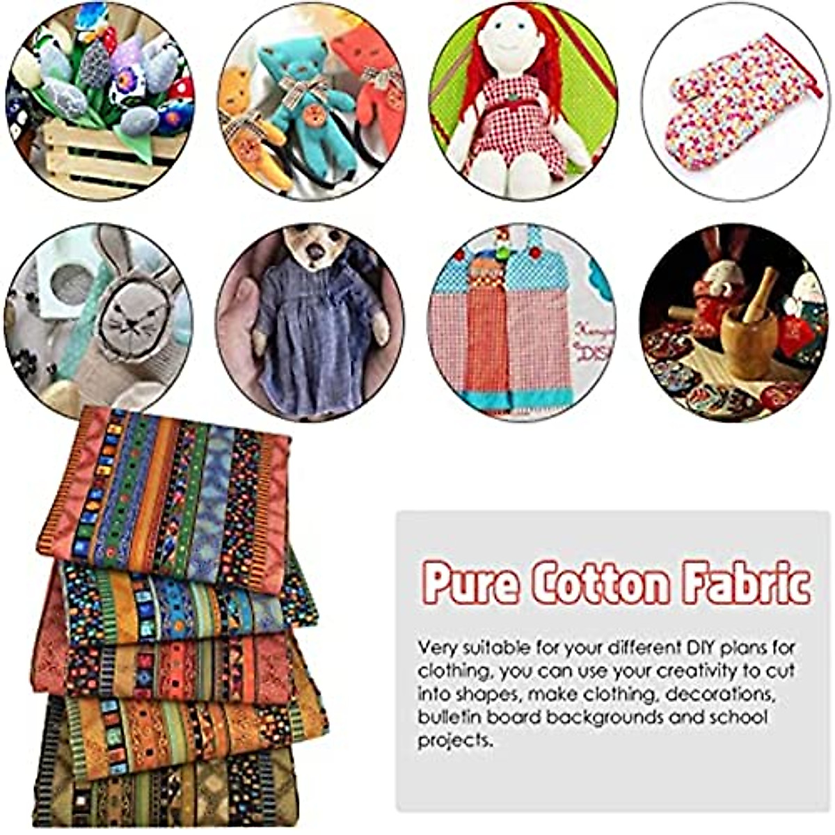 5Pcs Printed Fabric Fabric Fat Quarters Cotton Fabric Ethnic Pattern for Sewing Face Covering Make Craft Projects and Patch Work DIY 9.8 x 7.9 Inch