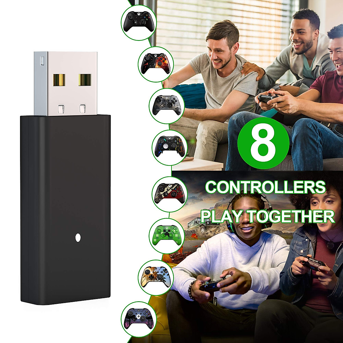 TOMSHEIR Wireless Adapter for Xbox Works for Windows 10 Compatible with Xbox One Controller, Xbox One X, Xbox One S and Elite Series Controller